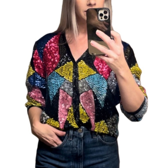 Vintage | Jackets & Coats | Vintage Sequin Beaded Embellished ...